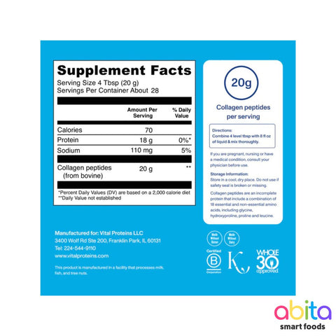Vital Proteins Unflavored Collagen Peptides – ABITA Smart Foods